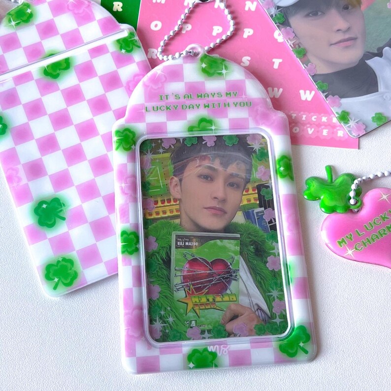 Lucky Clover Kpop Photocard Holder Keychain Korean Photo - Etsy