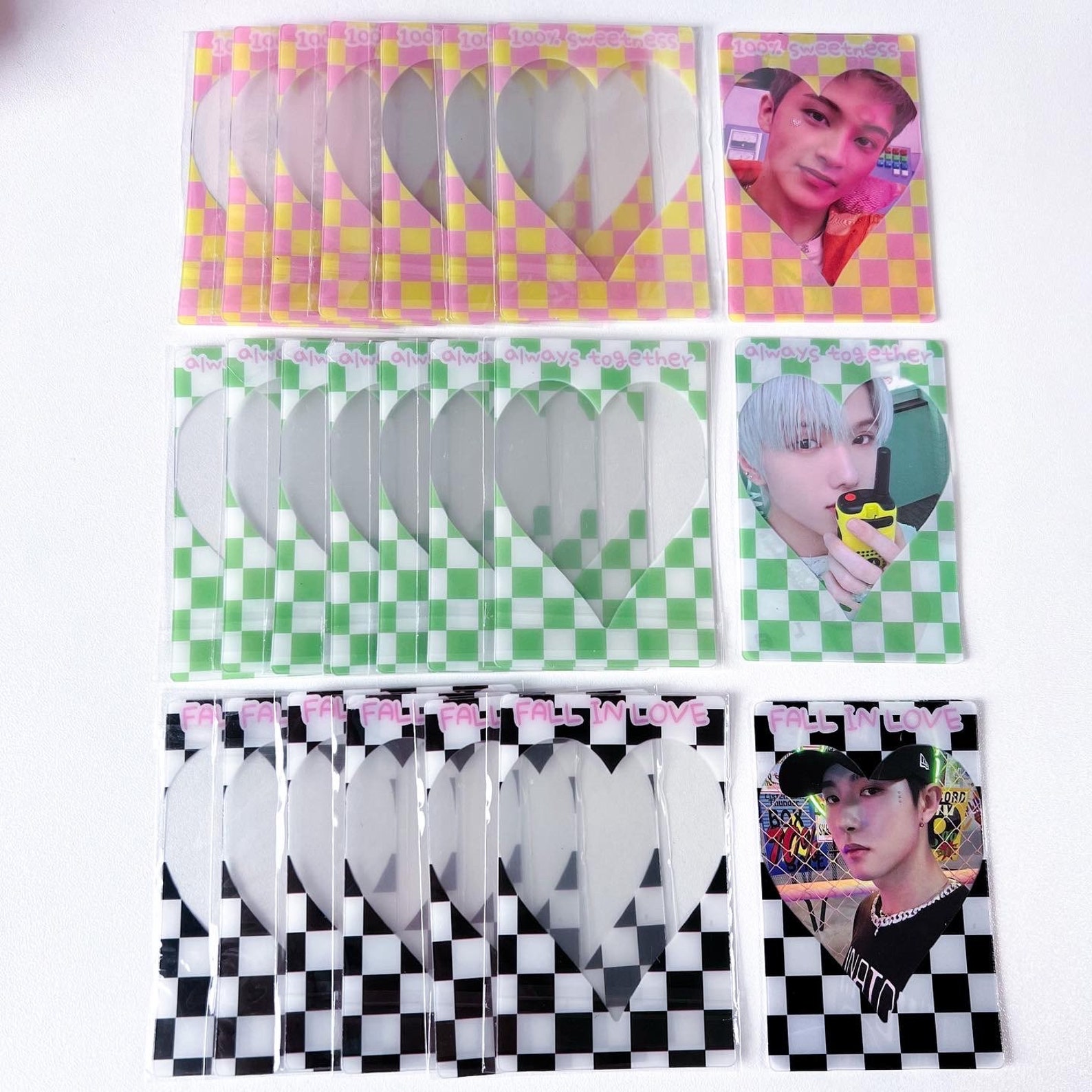 Kpop Photocard Frame Card Checkered Heart Deco Frame Kpop - Etsy