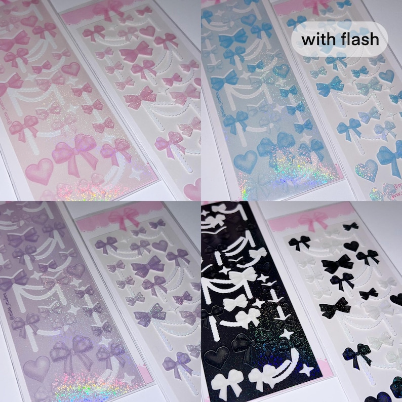 Kpop Deco Sticker, Ribbon Bow Sticker, Korean Stationery, Toploader ...