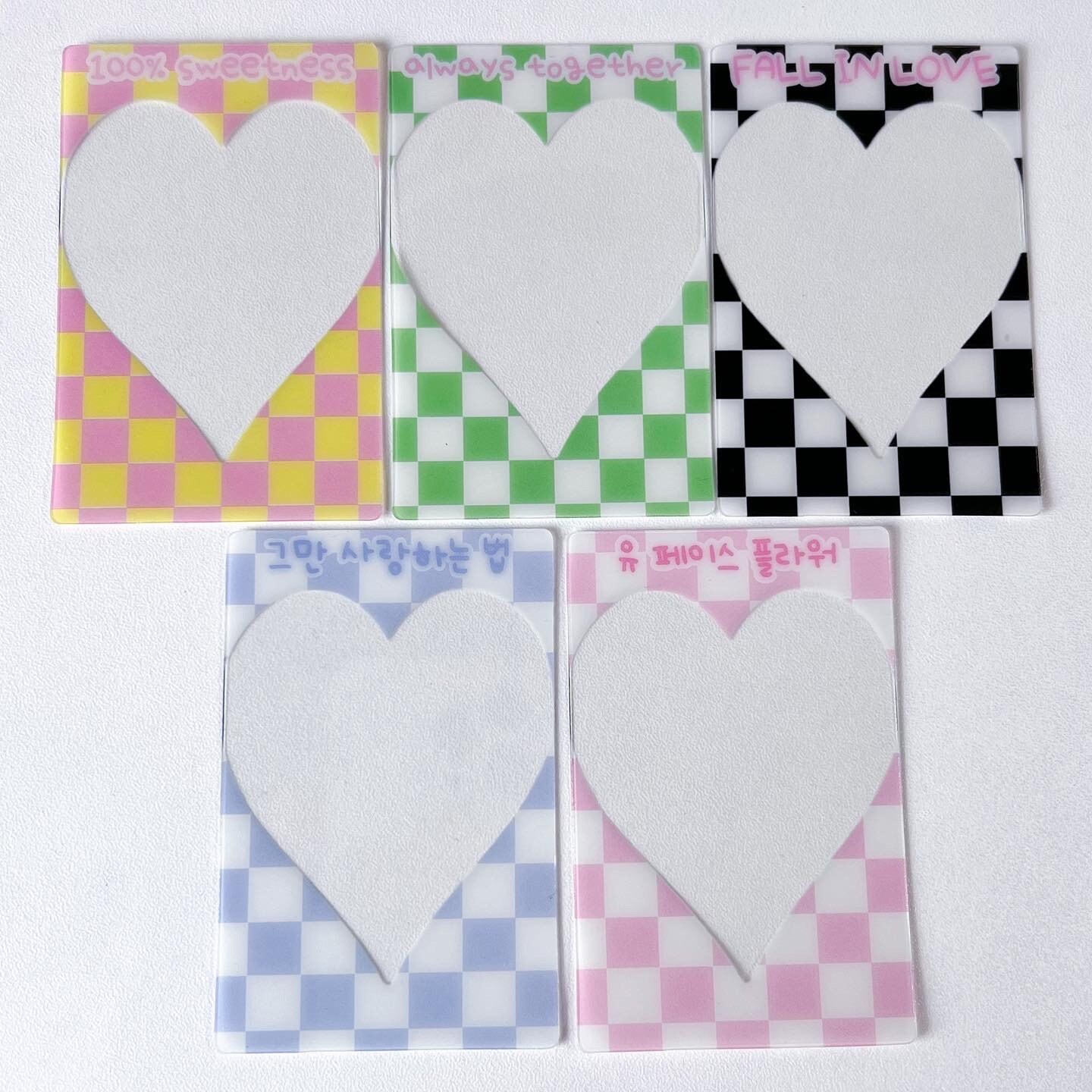 Kpop Photocard Frame Card Checkered Heart Deco Frame Kpop - Etsy