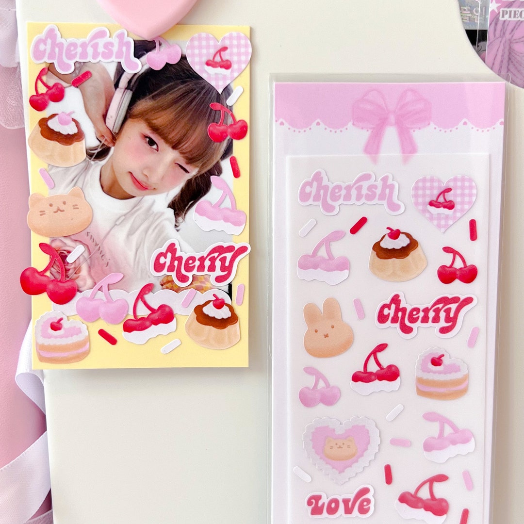 Kpop Deco Sticker, Cherry Sticker, Korean Stationery, Polco Toploader ...