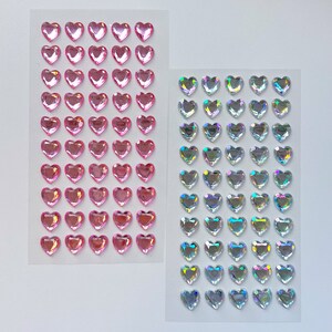 Heart Rhinestone Jewel Sticker, Kpop Deco Sticker, Korean Stationery ...
