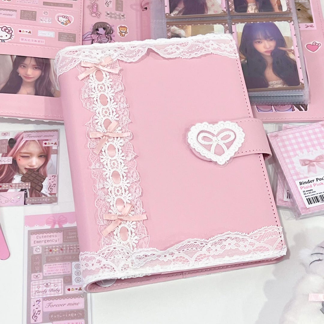 A5 Pink Lace Kpop Photocard Binder, 4 Pocket Page PC Binder, Kpop ...