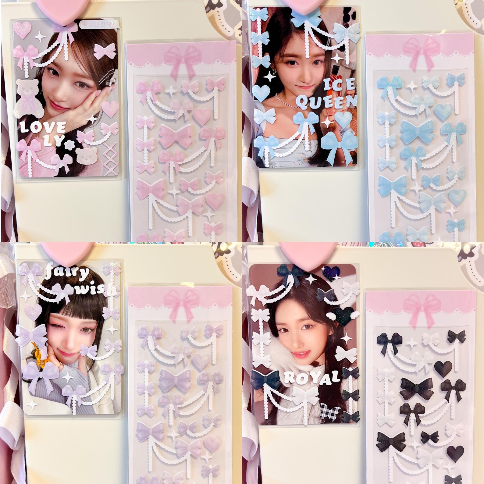 Kpop Deco Sticker, Ribbon Bow Sticker, Korean Stationery, Toploader ...