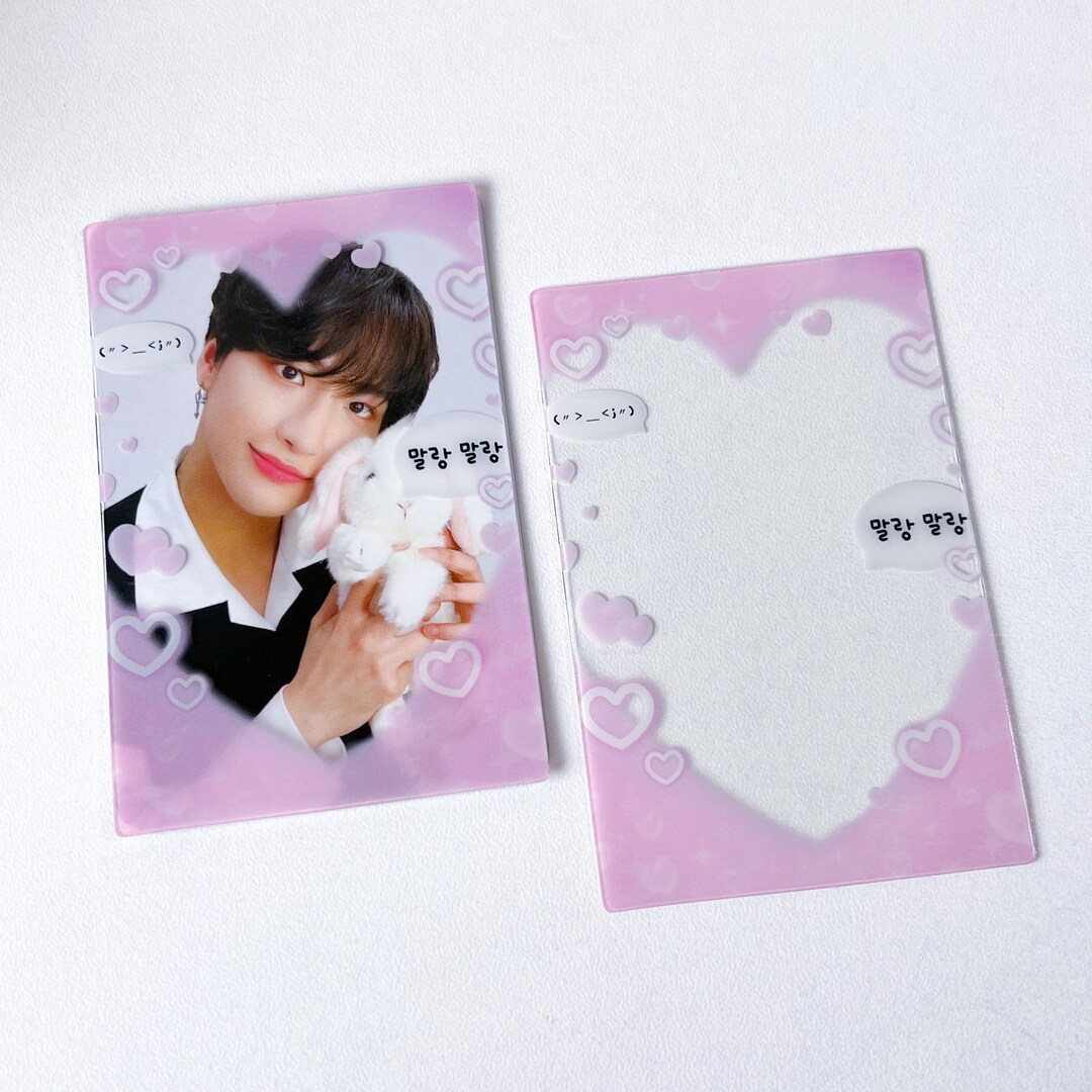 Kpop Photocard Frame Card, Pink Heart Deco Frame, Kpop Photocard ...