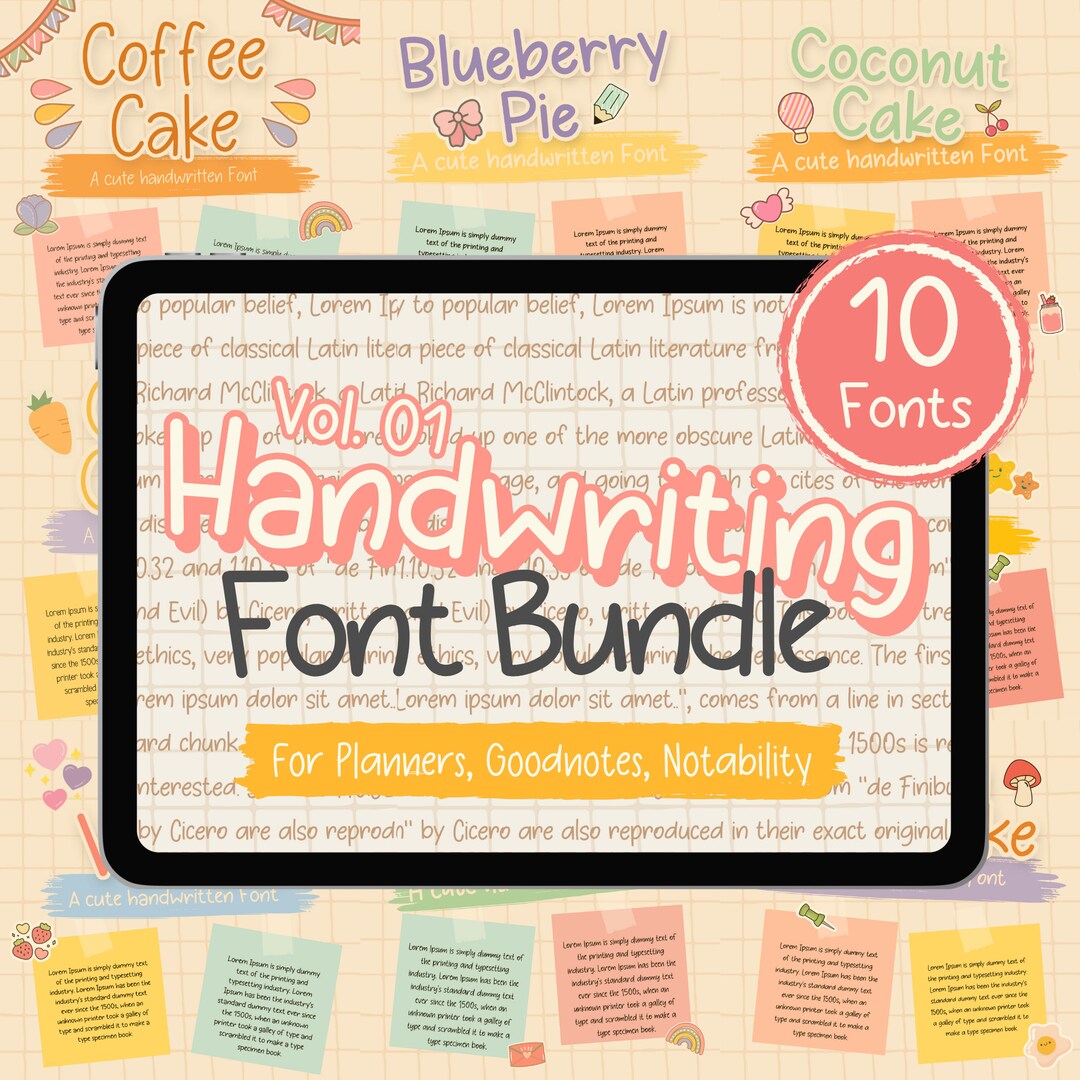 10 Handwritten Font Bundle Cute Handwriting | Digital Planner Font ...