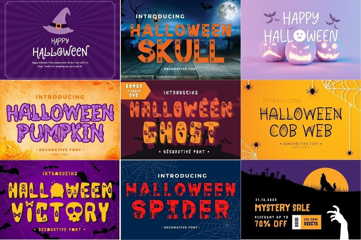 48 Halloween Font Bundle Procreate Font Halloween Fonts - Etsy