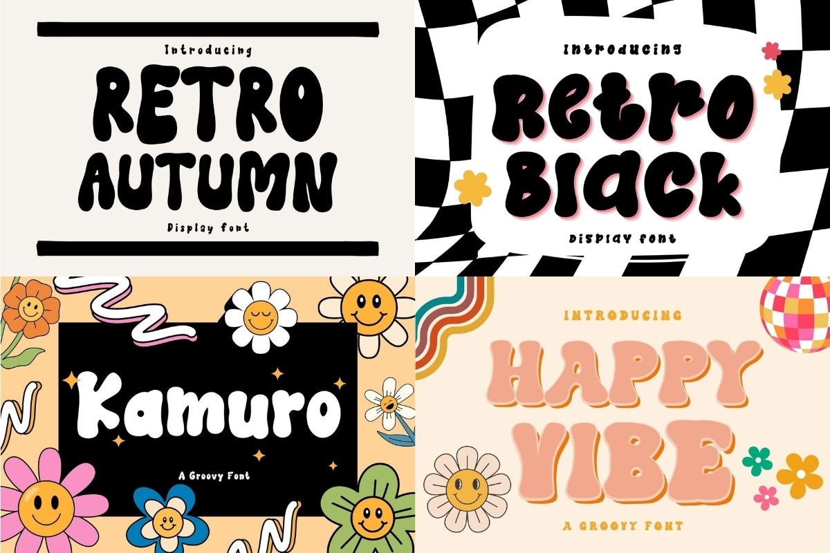 20 Groovy Font Bundle, Procreate Font, Halloween Fonts, Cricut ...