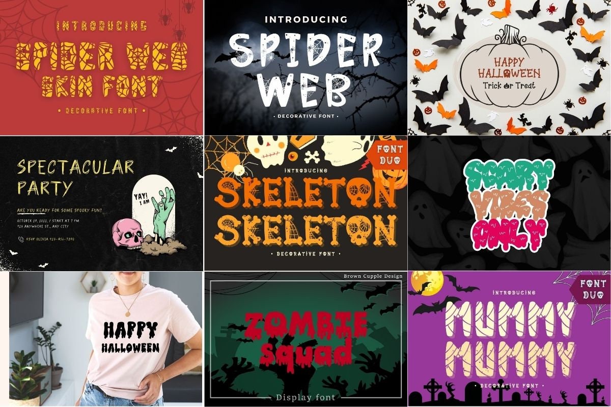 48 Halloween Font Bundle, Procreate Font, Halloween Fonts, Cricut ...