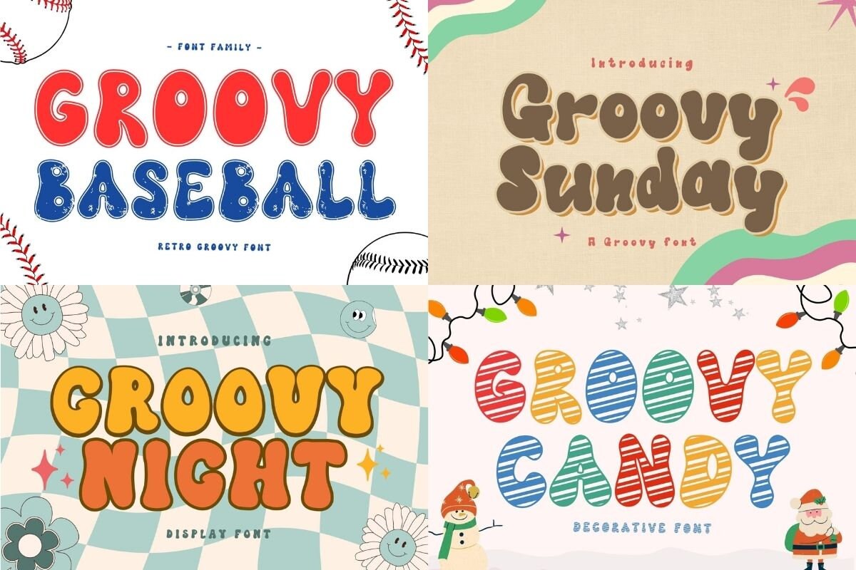 20 Groovy Font Bundle, Procreate Font, Halloween Fonts, Cricut ...