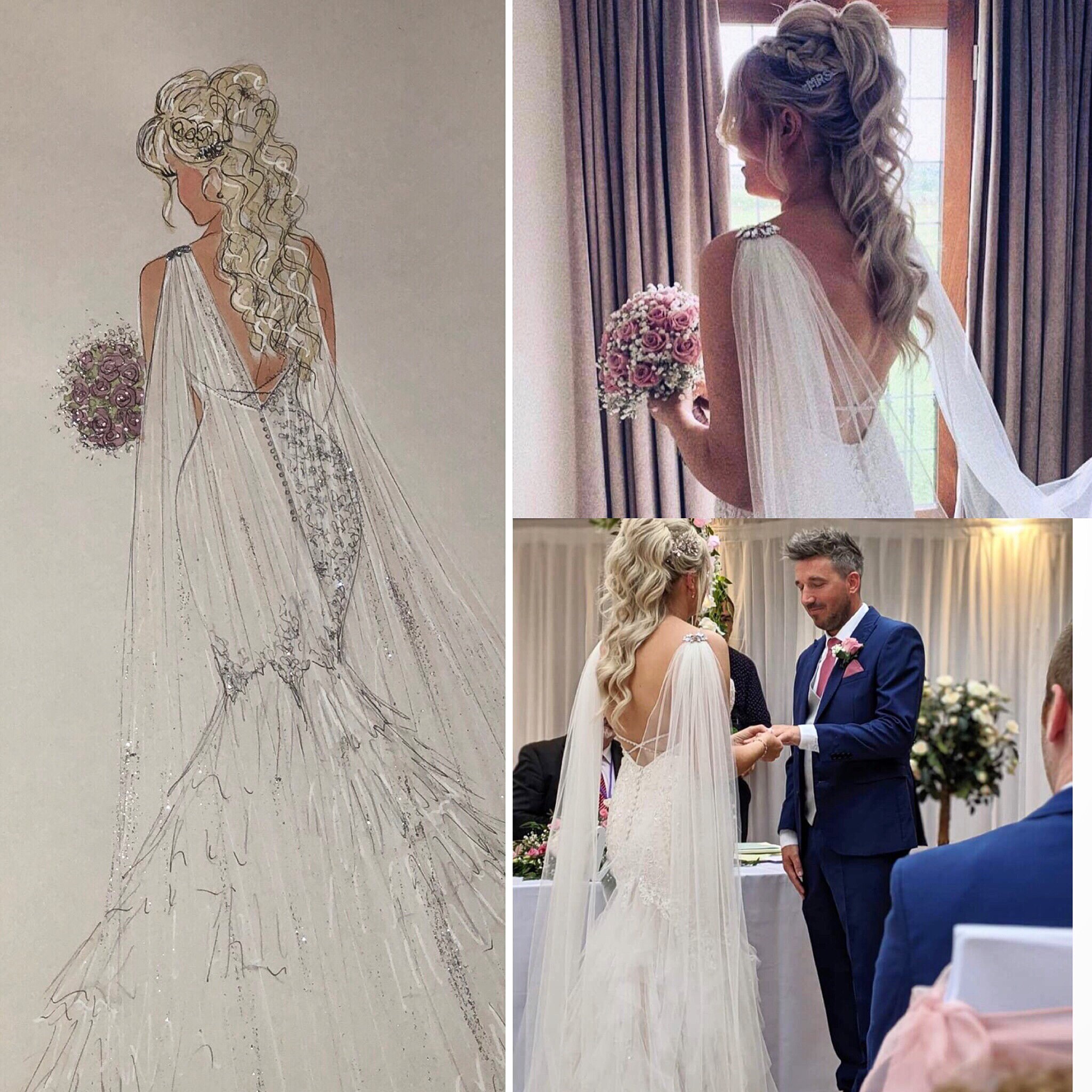 Bridal Illustration Unique Art Personalised Wedding - Etsy