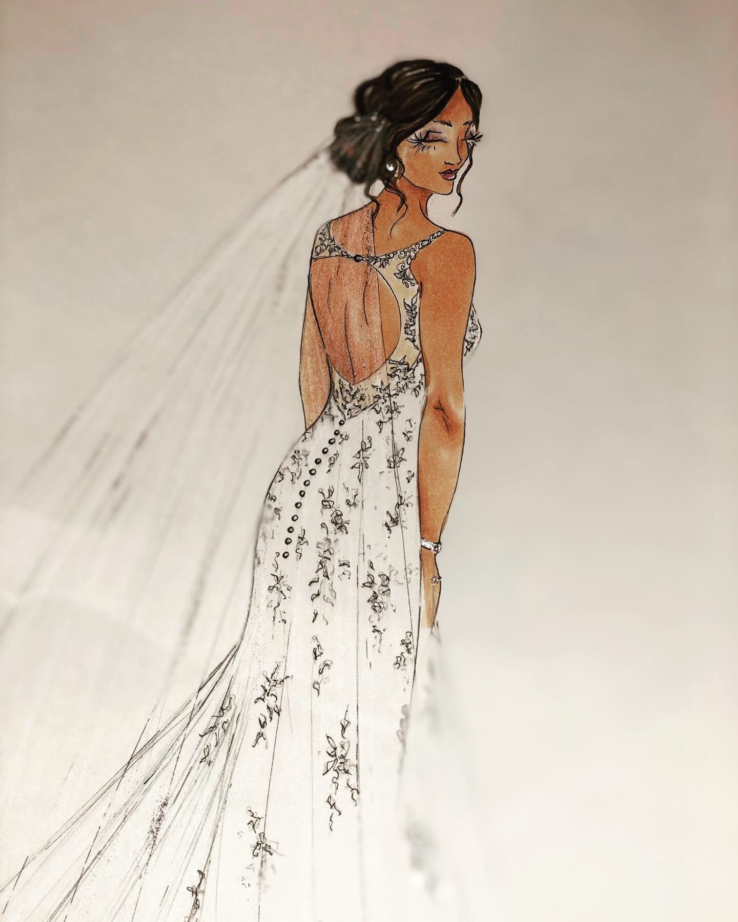 Bridal Illustration Unique Art Personalised Wedding - Etsy