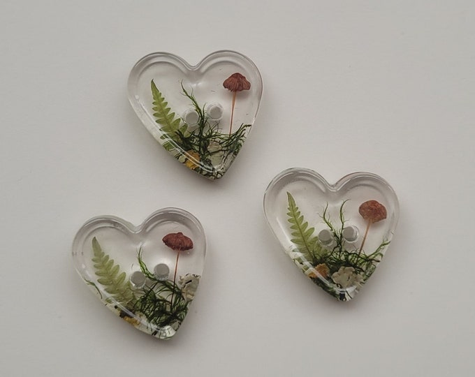 Floral and Moss Handmade Buttons in Pieces (not Sets)/ Epoxy Resin ...