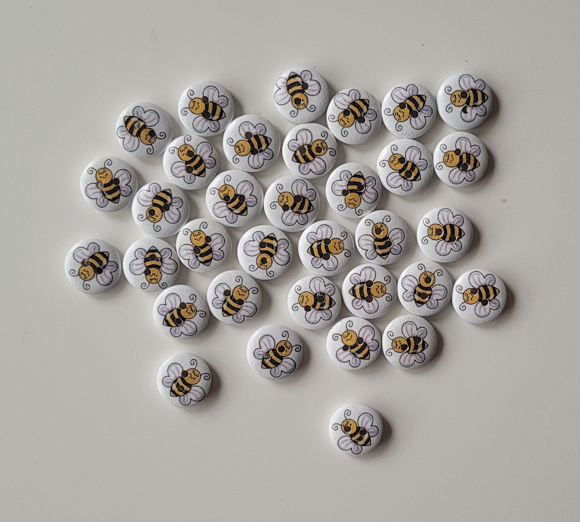 SET of 10 BUTTONS of Different ANIMALS/ Wooden Buttons/ Bee Button ...