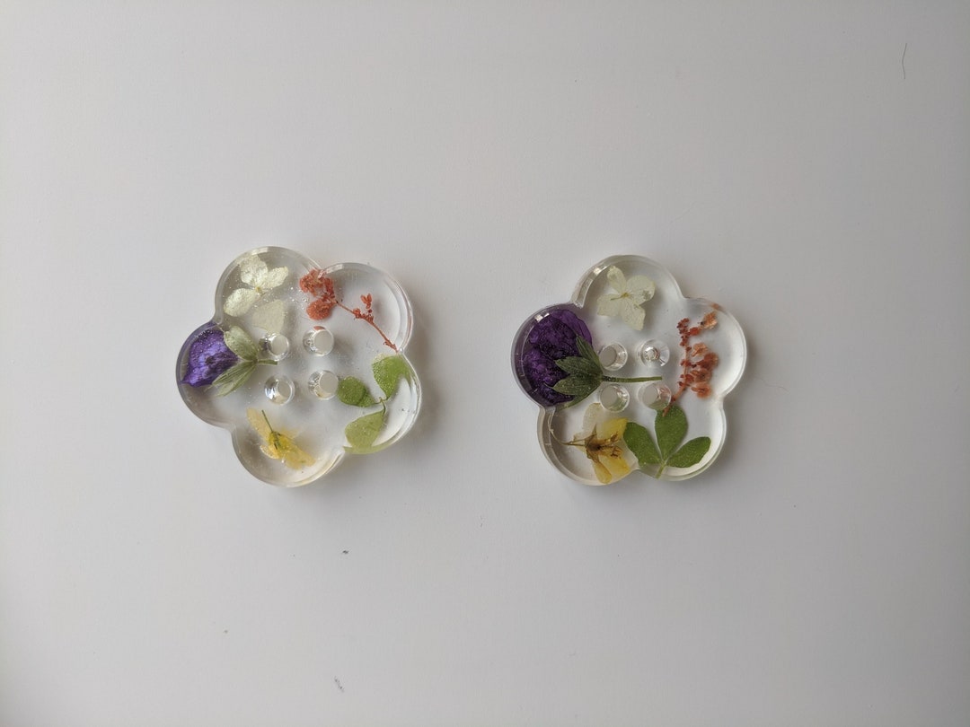 Floral Handmade Buttons in Pieces not Sets/ Epoxy Resin - Etsy