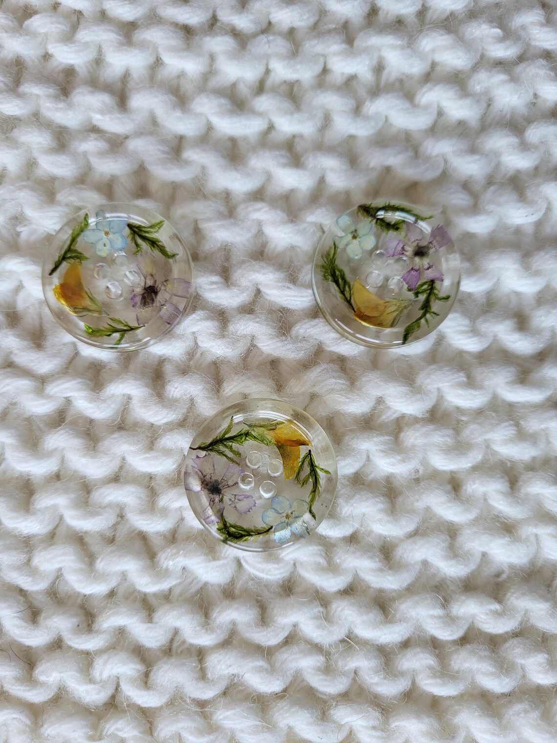 Floral and Moss Handmade Buttons in Pieces (not Sets)/ Epoxy Resin ...