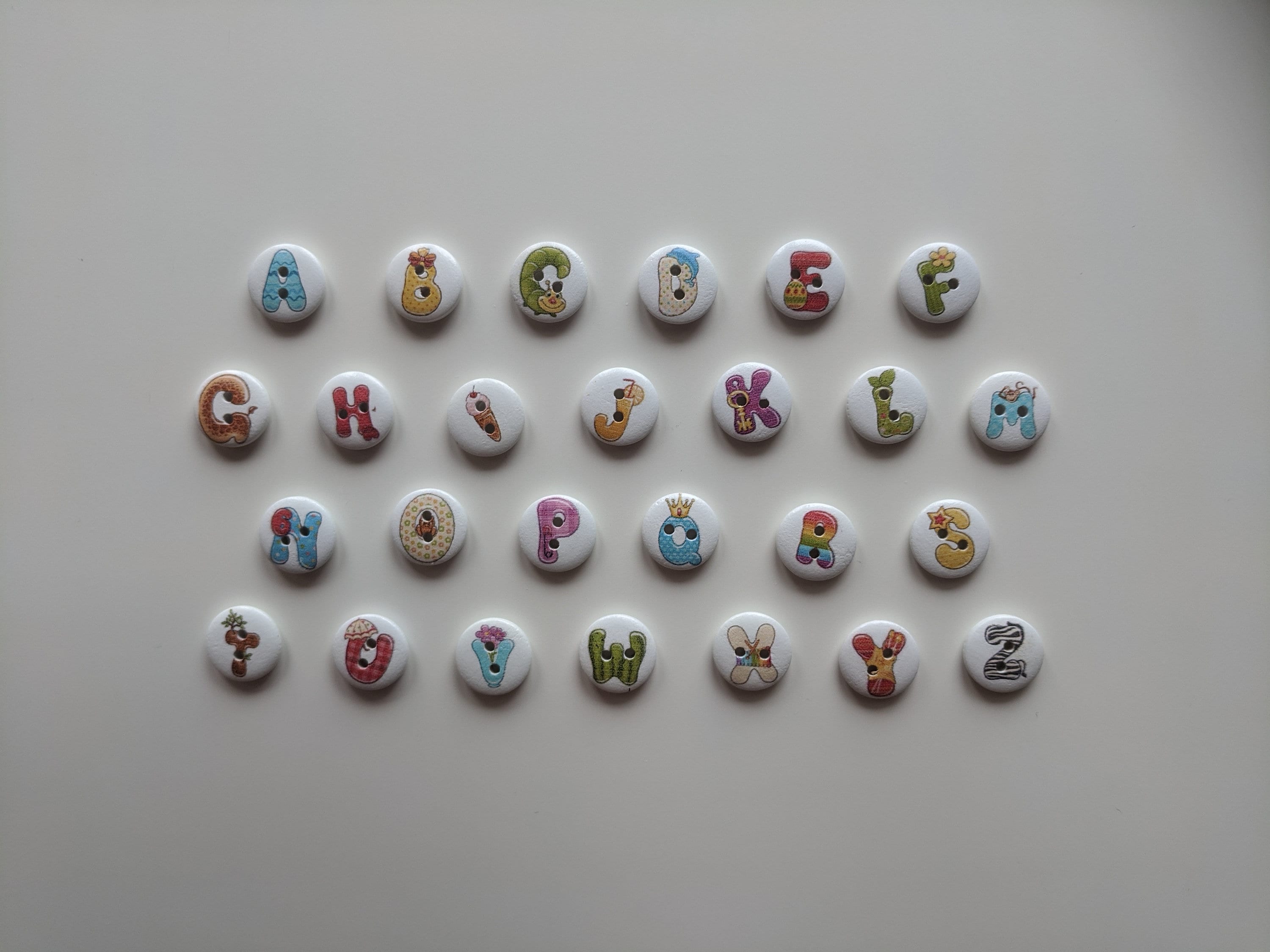 Set of 10 Pieces of Alphabet Letter Wood Buttons/ Wooden - Etsy