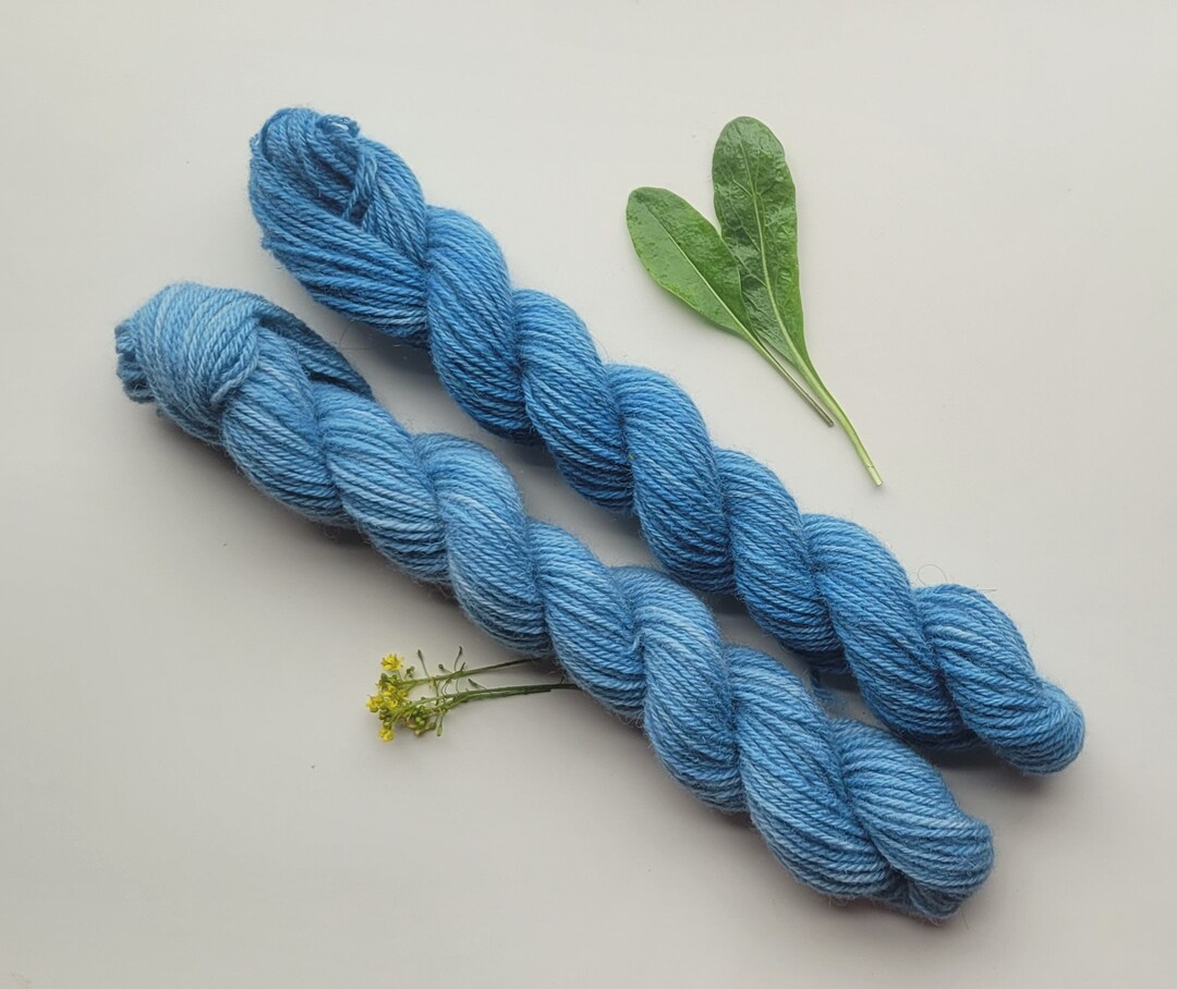 25 G Hank of Woad Dyed Yarn/ Natural Blue Dyed Wool/ Handdyed Yarn ...