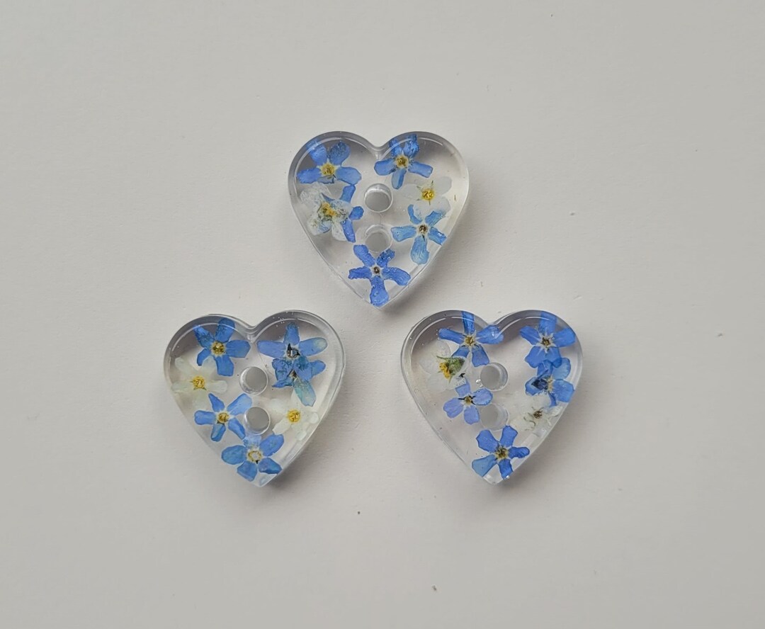 Floral Heart Shape Epoxy Resin Handmade Buttons in Pieces not Sets ...