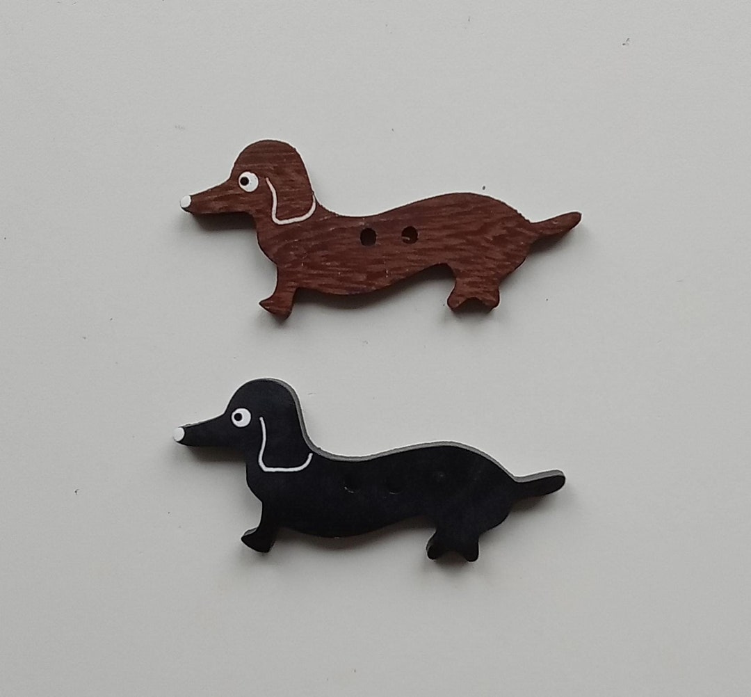 DOG Buttons in PIECES or SETS/ Wooden Buttons/ Dog Buttons/ Dachshund ...