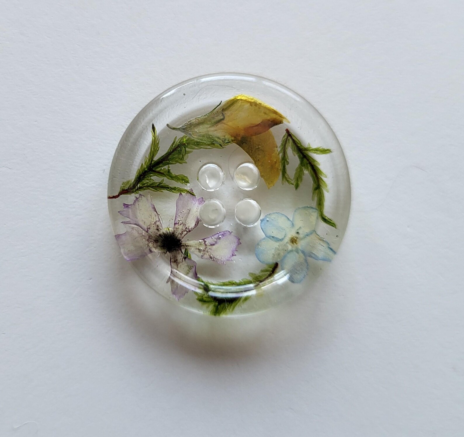 Floral and Moss Handmade Buttons in Pieces (not Sets)/ Epoxy Resin ...