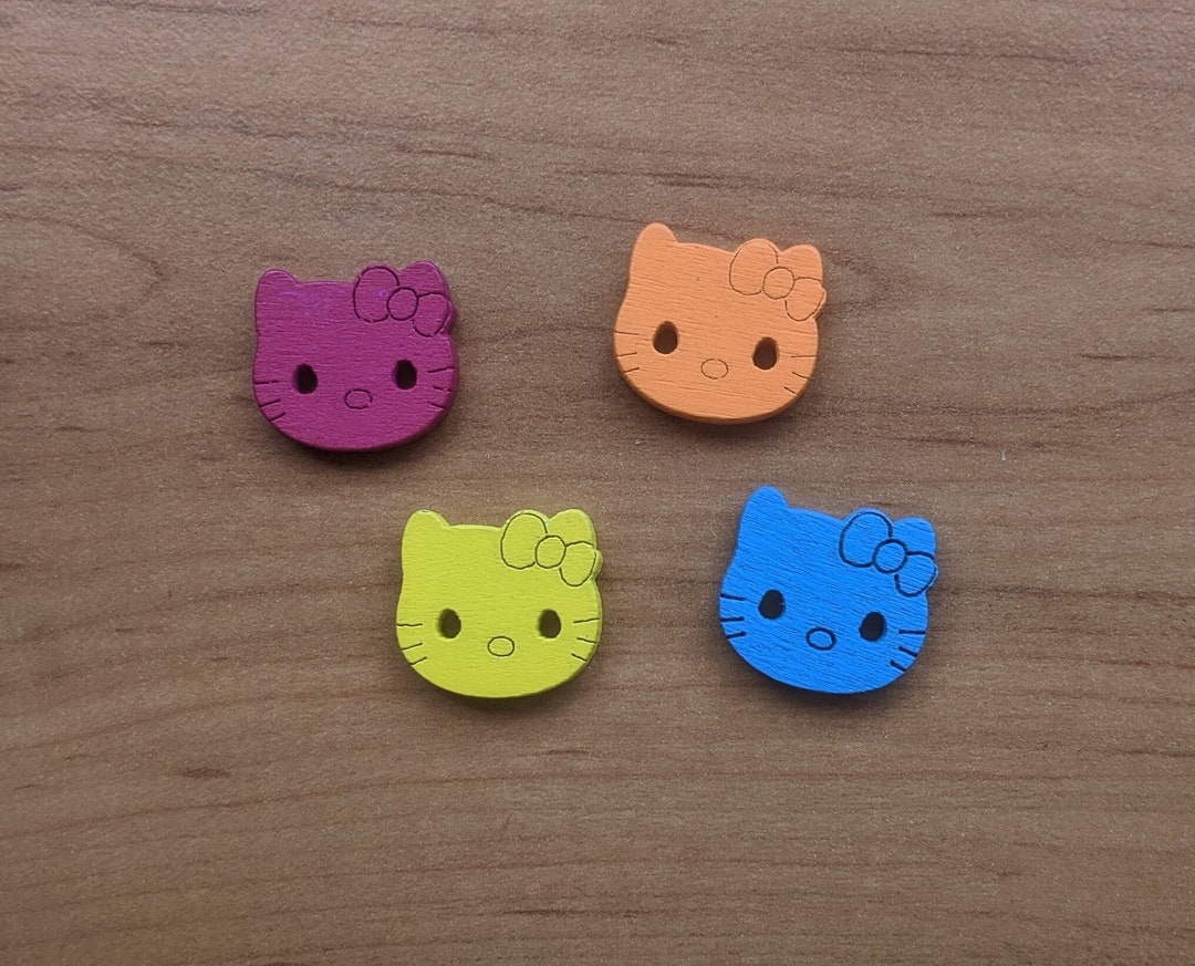SET of 8 BUTTONS of CAT Girl Head / Child Buttons/ Cat Buttons/ Kitty ...