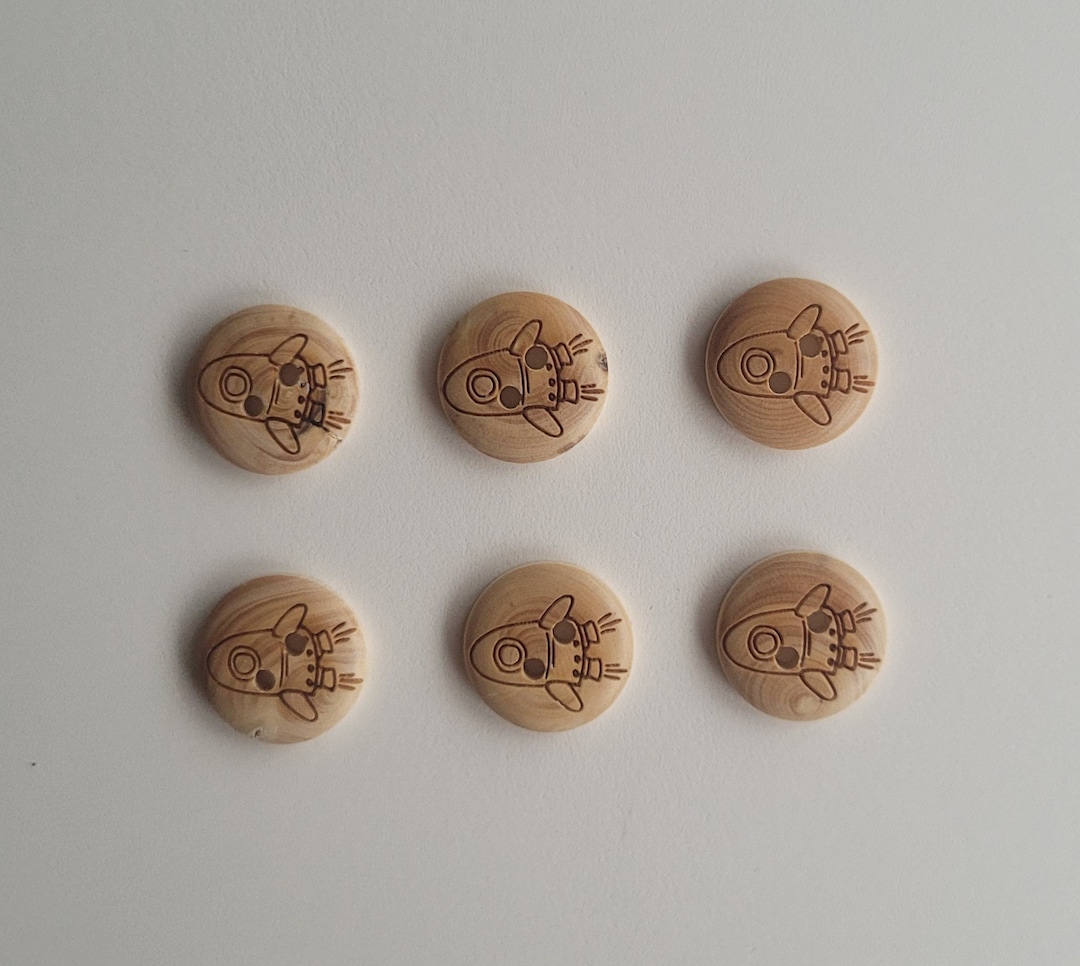 SET of 6 PIECES of Rocket Buttons/ Vehicle Buttons/ Box Tree Buttons ...