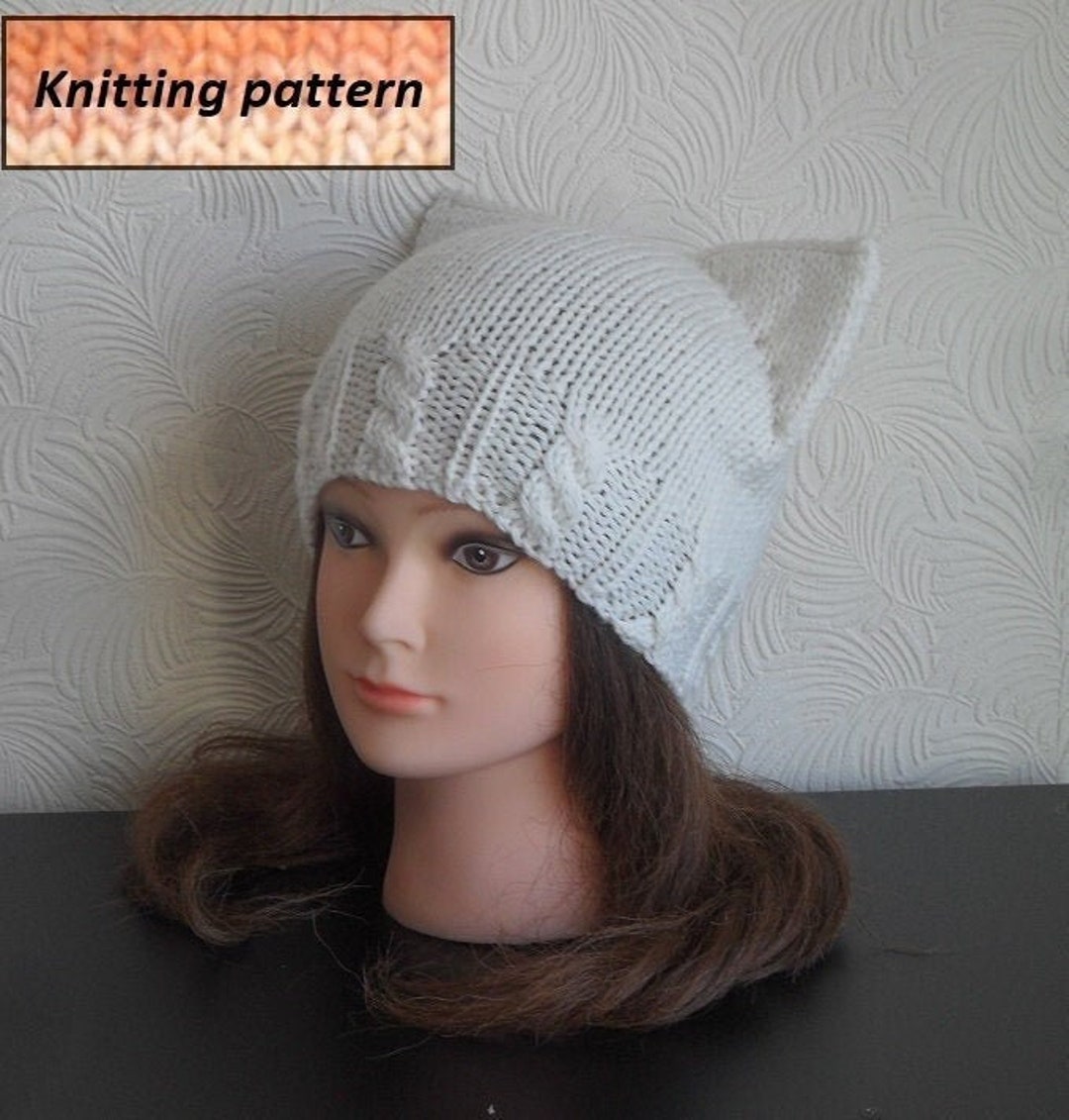 Knitting Pattern - Cat Ear Hat Knitting Pattern - Instant Download Knit ...