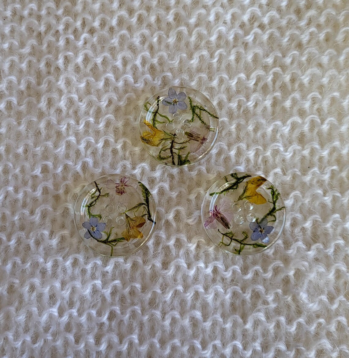 Floral and Moss Handmade Buttons in Pieces (not Sets)/ Epoxy Resin ...