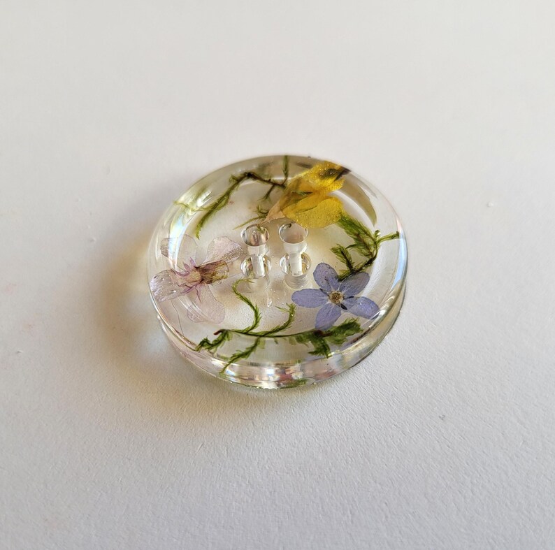 Floral and Moss Handmade Buttons in Pieces (not Sets)/ Epoxy Resin ...