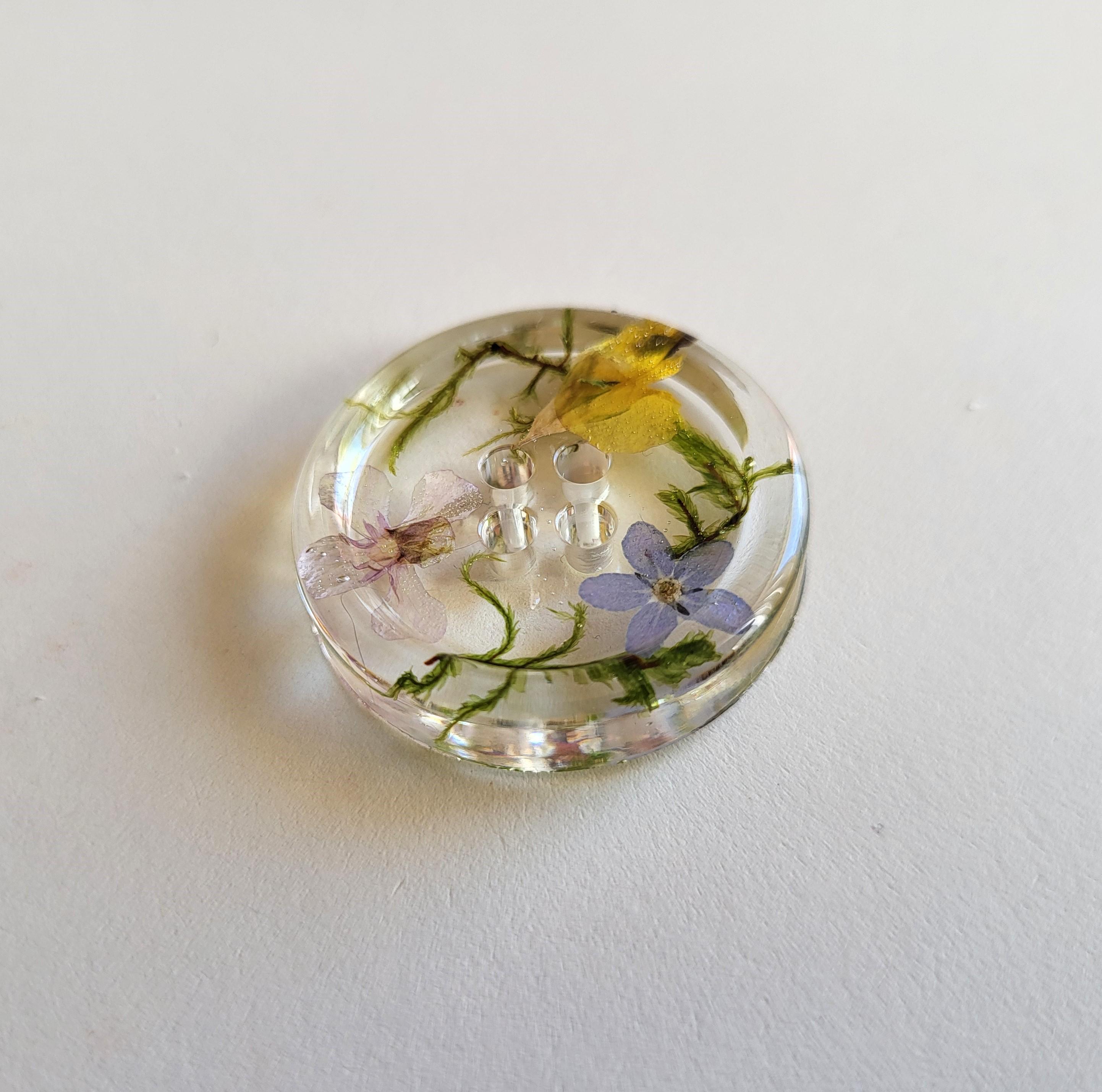 Floral and Moss Handmade Buttons in Pieces (not Sets)/ Epoxy Resin ...