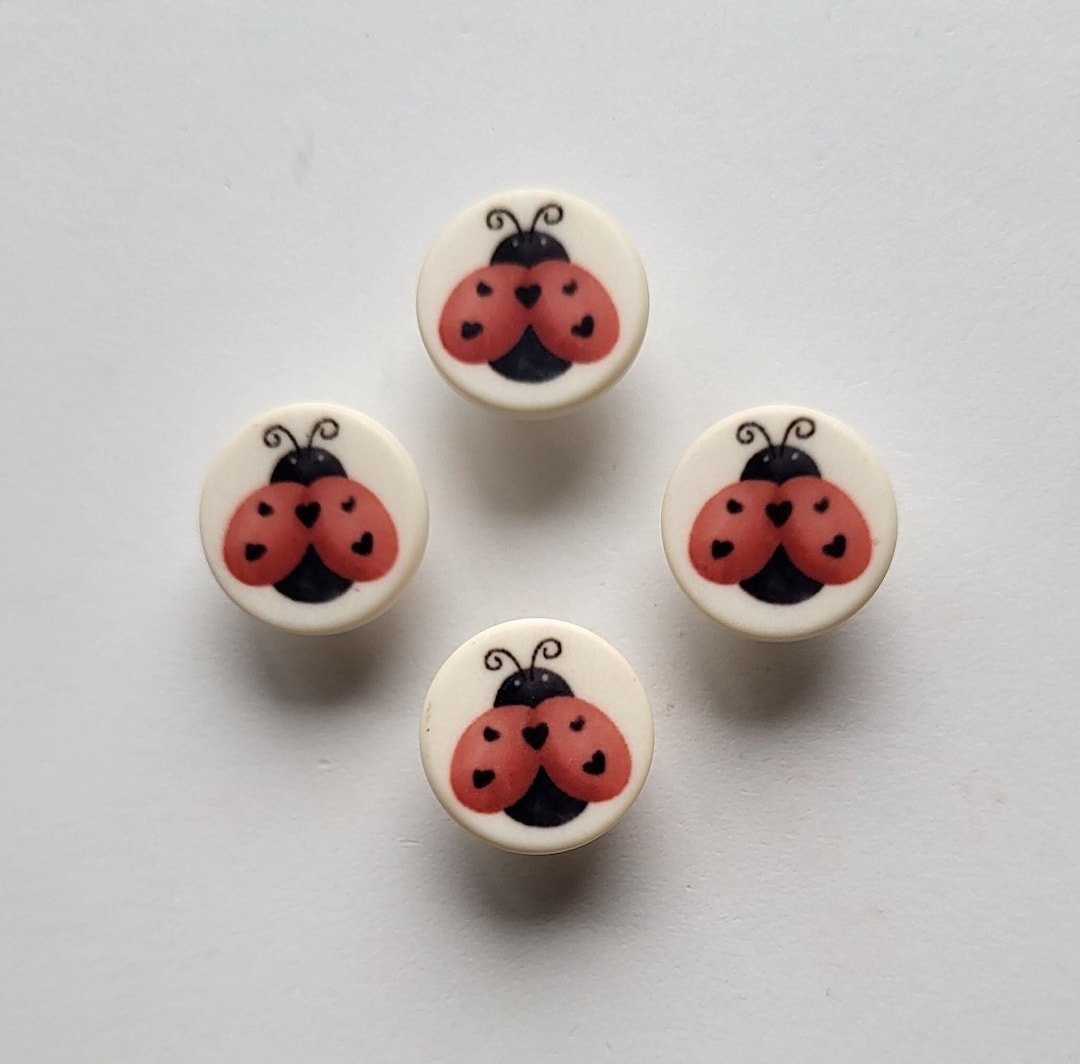 Ladybug Buttons in PIECES or SETS/ Nylon Buttons/ Beetle Buttons/ Child ...