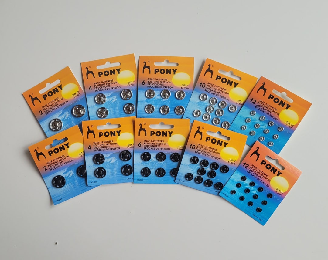 PONY Snap Fasteners - Sizes 00/6mm to 10/18mm/garment Closures/snaps ...