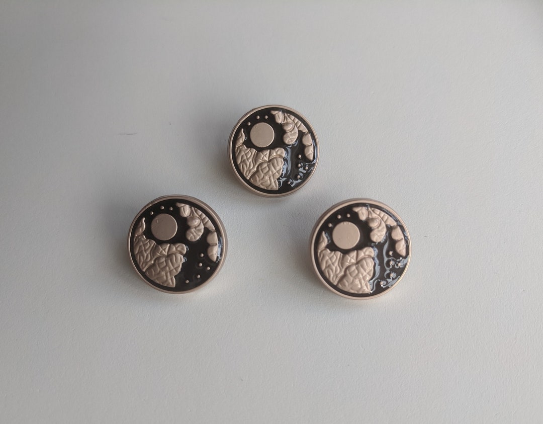 Set of 2 Pieces of Sun Buttons/ Metal Shank Button/ Golden Sun/ Adult ...