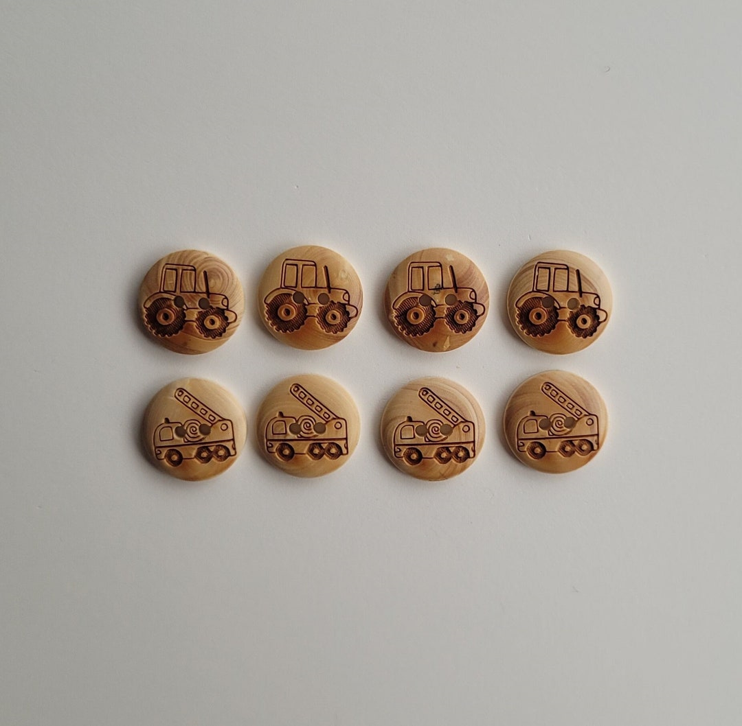 Vehicles Buttons in PIECES or SETS/ Tractor/ Firetruck Wooden Buttons ...