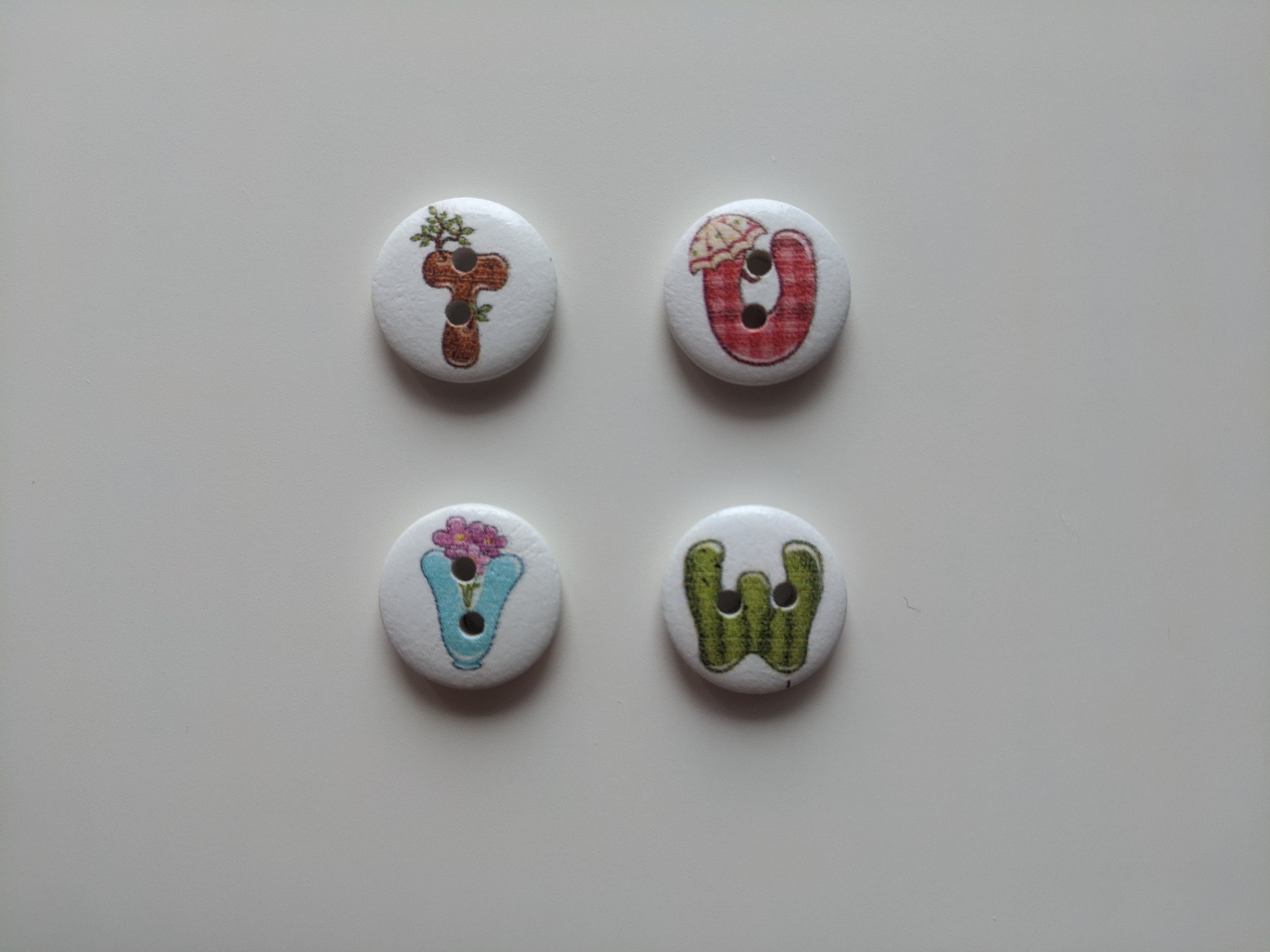 Set of 10 pieces of Alphabet letter wood buttons/ Wooden | Etsy