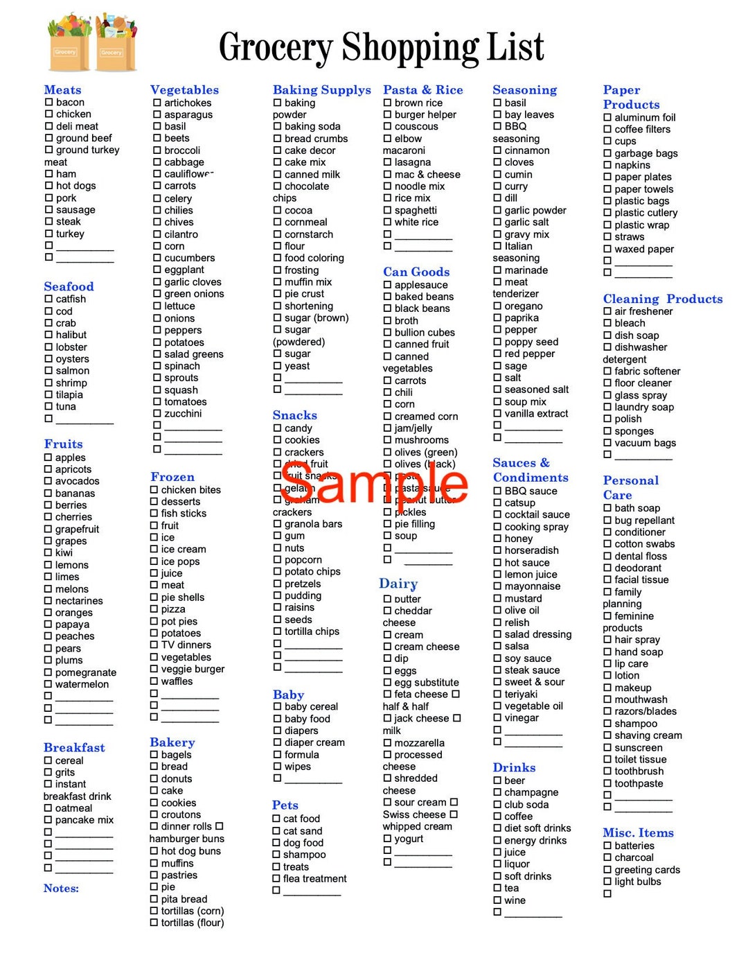 My Grocery List - Etsy