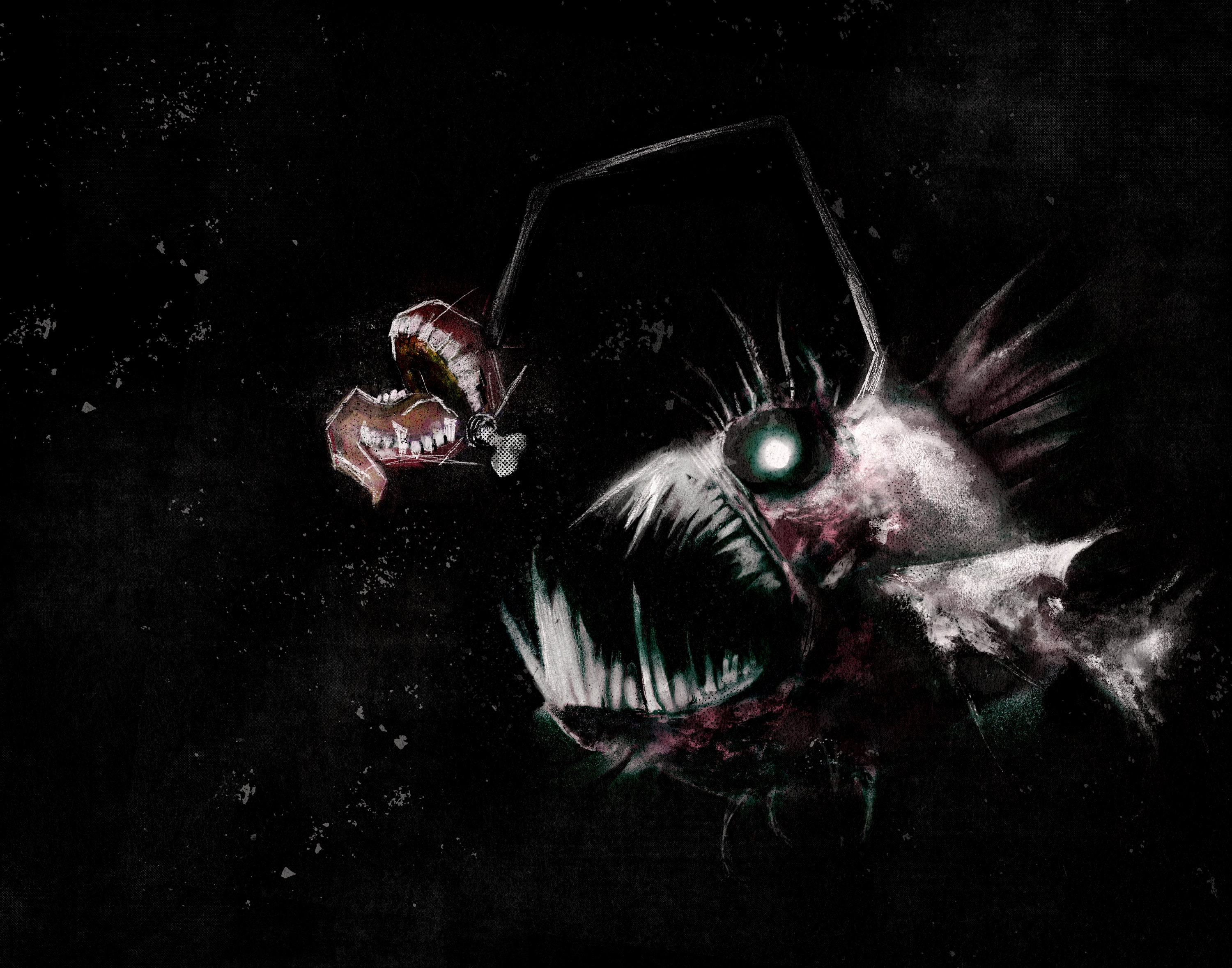 Angler Teeth original Art Print Free Shipping - Etsy