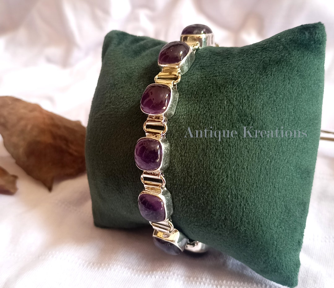Amethyst Bracelet for Men, Purple Amethyst Bracelet, 925 Silver ...