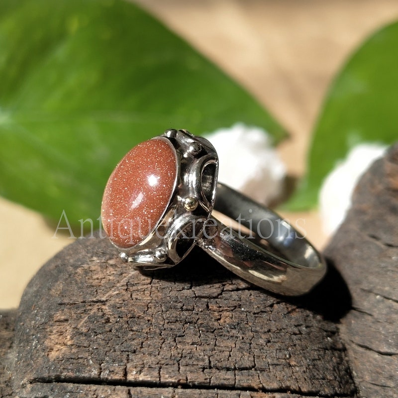 Goldstone Ring - Etsy