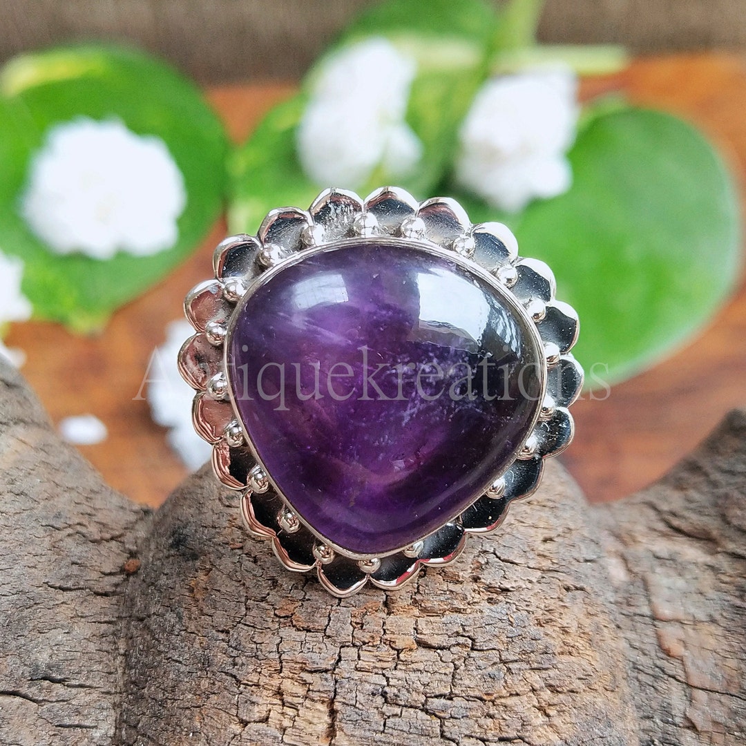 Amethyst Ring, Handmade Ring, Natural Gemstone Ring, 925 Sterling ...