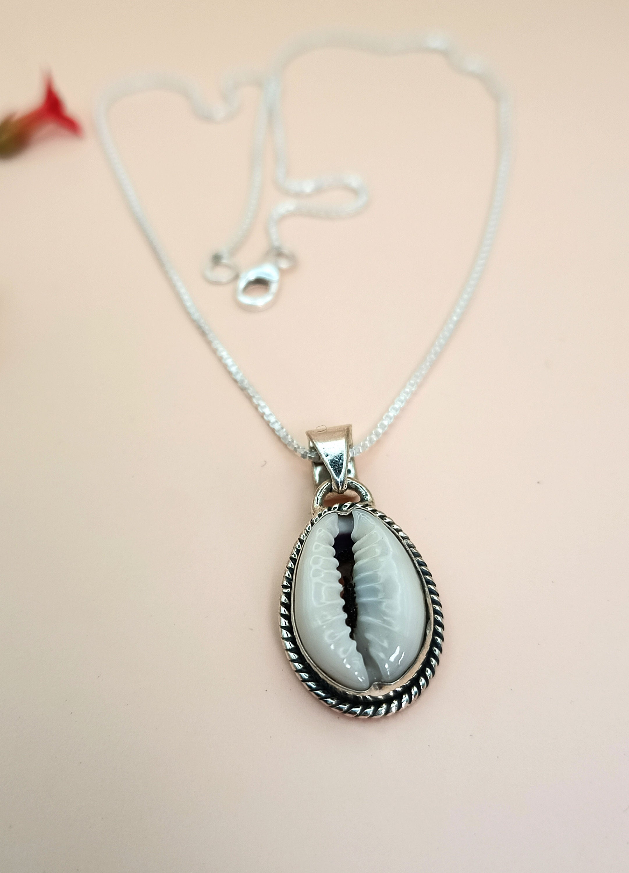 Sterling Silver Cowrie Shell Pendant Necklace: Handmade Summer Jewelry ...