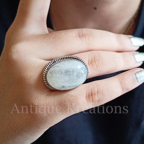 Large Moonstone Ring - Etsy