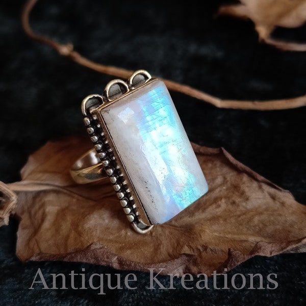 Large Moonstone Ring - Etsy