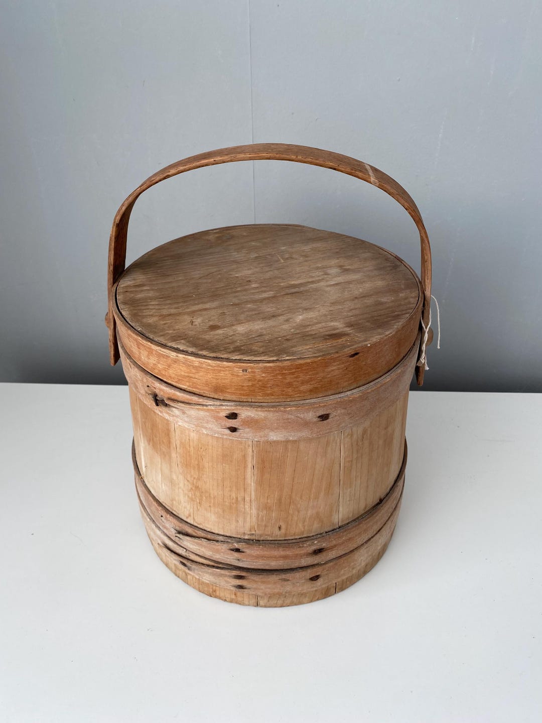 Victorian Primitive Wooden Firkin Sugar Bucket Pantry Tub Interior ...