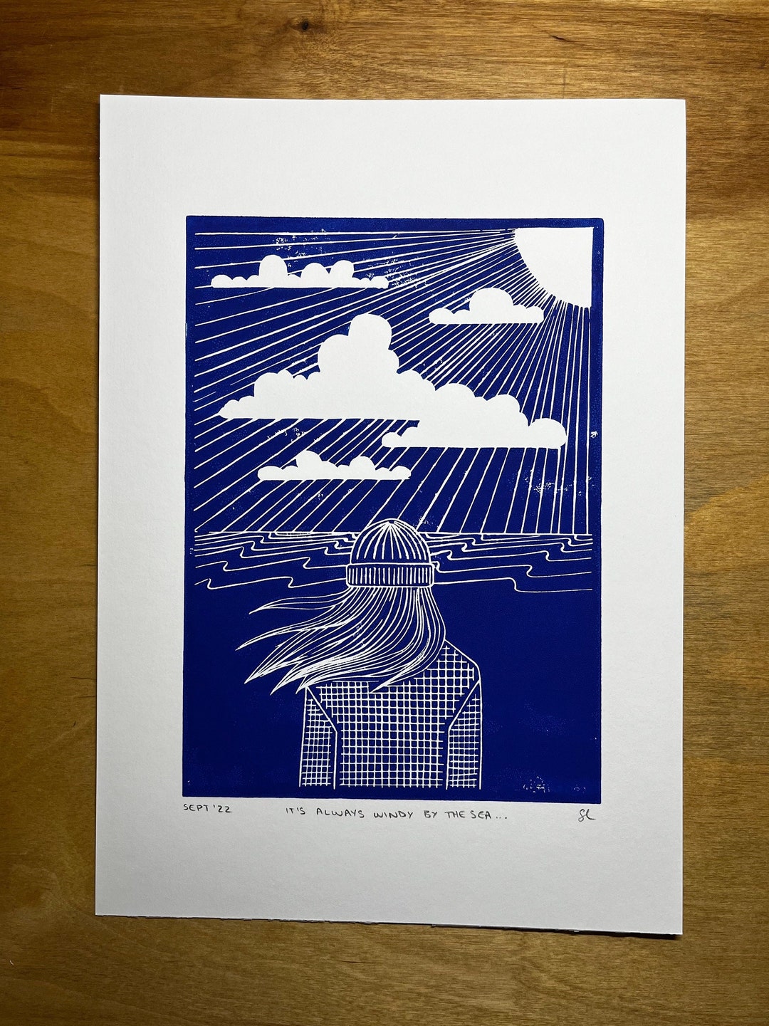 Beach Linocut Print - Etsy