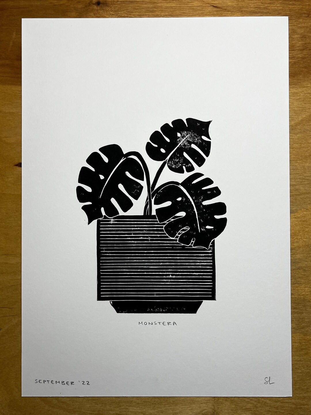 Monstera Linocut Print - Etsy