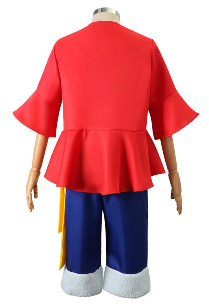 One Piece Monkey D Luffy Cosplay Costume Red Top and Blue Shorts With ...