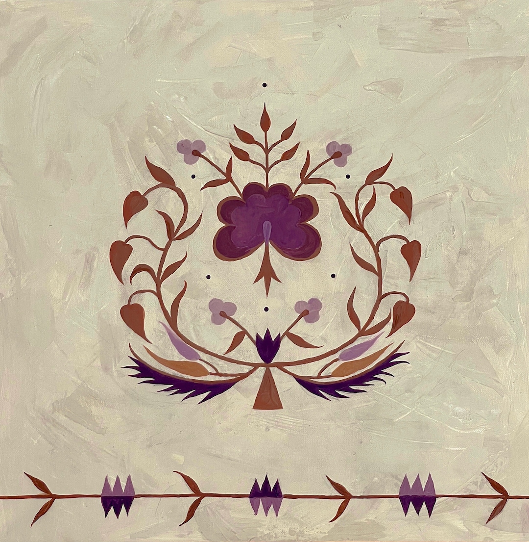 Original Floral Canvas Painting Bohemian Motif Ukrainian Indigenous ...