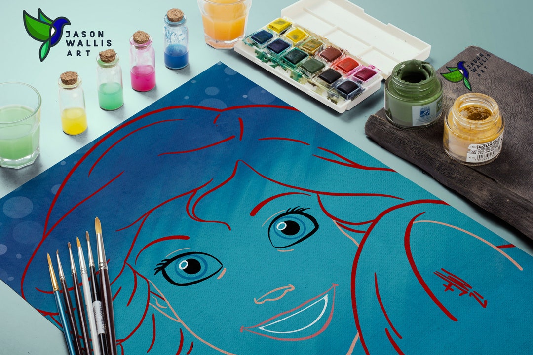 Ariel Line Art Print, Disney, Kids Room Art, Ariel Nursery Art, Disney ...